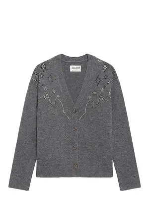 Zadig&Voltaire Mirkaz Rhinestone-embellished Cashmere Cardigan - Anthracite