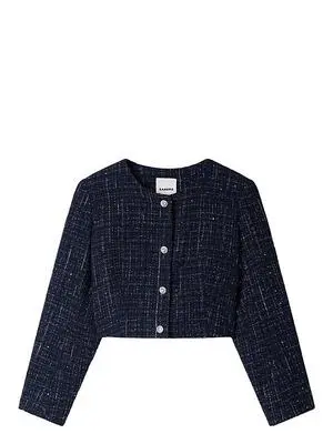 Sandro Decorative Round-neck Tweed Jacket - Blue