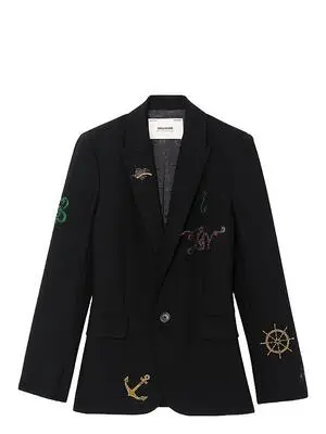Zadig&Voltaire Valse Rhinestone-embellished Stretch-woven Blazer - Black