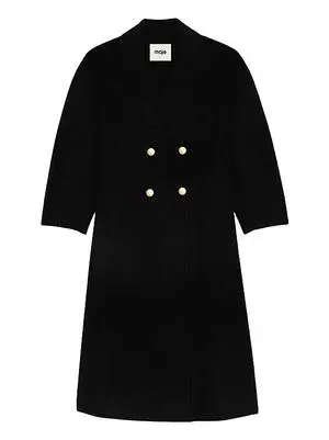 Maje Balloon-sleeve Double-faced Wool Coat - Black
