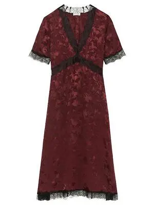 Zadig&Voltaire Redoxal Lace-trim Silk-jacquard Midi Dress - Cherry