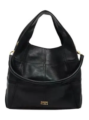 BIMBA Y LOLA Medium Black Patchwork Leather Paper Bag