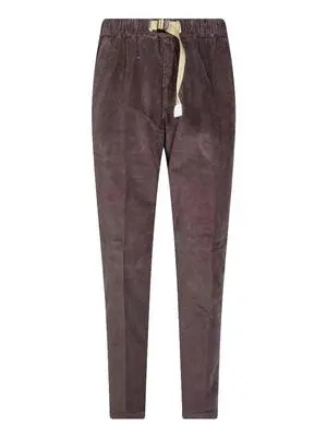 WHITE SAND Corduroy-effect Buckled-waistband Trousers Brown