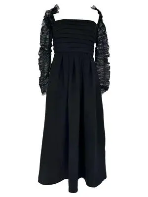 SELF-PORTRAIT Dot Mesh Midi Dress - Black