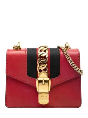 Gucci 2000-2015 Mini Calfskin Web Sylvie Chain Satchel - Red