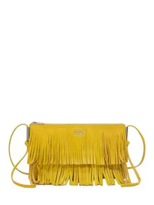 Bimba Y Lola Small Lemon Leather Fringed Clutch Bag - Yellow