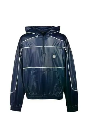 BREATH Piping-detail Half-zip Hoodie - Blue
