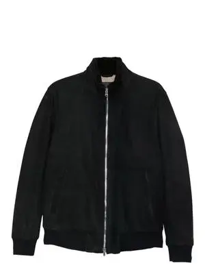 BARBA NAPOLI Shearling-lined Suede Bomber Jacket - Black