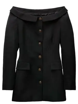 Versace Wool Grain De Poudre Mini Dress - Black