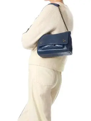Jérôme Dreyfuss Medium Lulu Leather Shoulder Bag - Blue