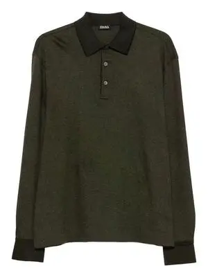 Zegna Long-sleeve Polo Shirt Green