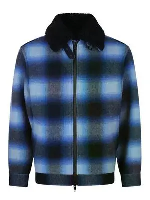 Balenciaga Flannel Bomber Jacket In /black - Blue