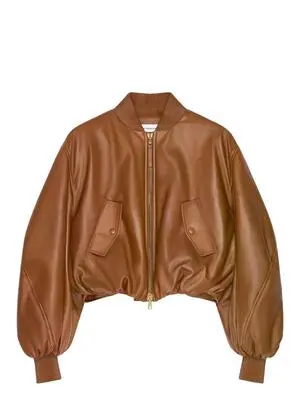Givenchy Cropped Cocoon Bomber In Nappa Leather - Brown