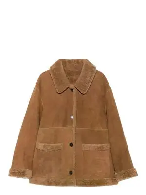 AIN AMOR Shearling-trim Button-up Jacket