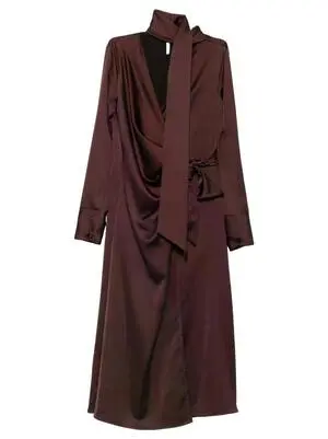 Imperial Scarf-detail Wrap-style Midi Dress - Brown
