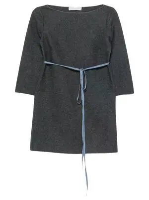 Miu Miu 2000s Belted Boat-neck Mini Dress - Grey