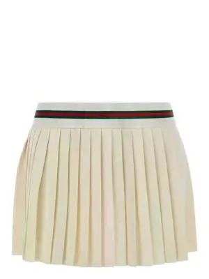 Gucci Web-stripe Pleated Skirt - White