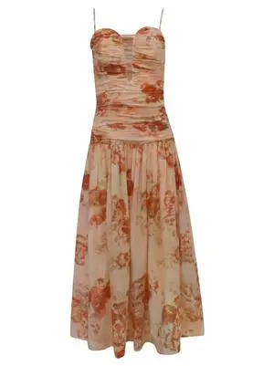 Zimmermann Cascadian Strapless Midi Dress - Neutrals