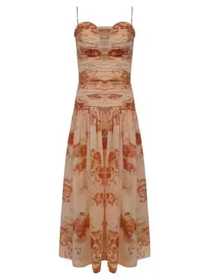 Zimmermann Cascadian Strapless Midi Dress - Neutrals