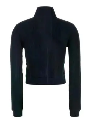 Gucci Rib Cotton Jersey Zip Sweatshirt With Web - Blue