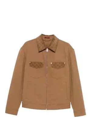 Gucci Patterned-collar Cotton Jacket - Brown