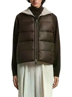 Peserico Quilted Reversible Gilet - Brown