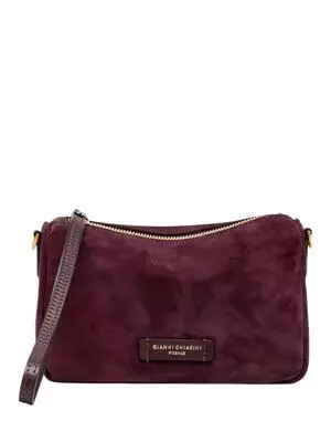 GIANNI CHIARINI Small Nora Suede Leather Shoulder Bag - Red