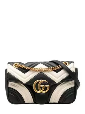 Gucci 2016-2026 Medium Gg Marmont Bicolor Matelasse Calfskin Shoulder Bag - Black