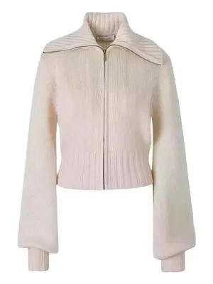 Zimmermann Ribbed-knit Zip-up Cardigan - Neutrals