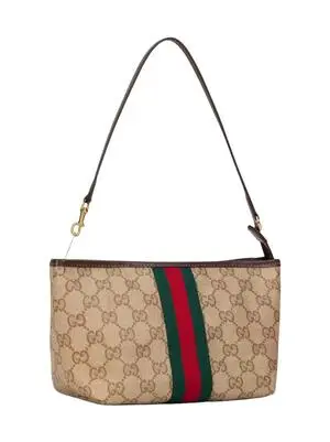 Gucci Small Pouch With Strap And Web Neutrals