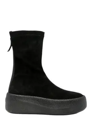VIC MATIE Suede-finish Platform Ankle Boots - Black
