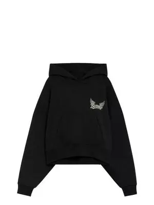 BARROW Logo-print Cropped Hoodie - Black
