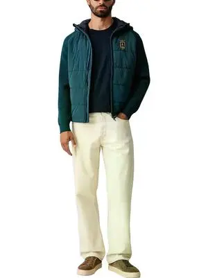 AERONAUTICA MILITARE Quilted Panel-ribbed Hooded Jacket - Blue