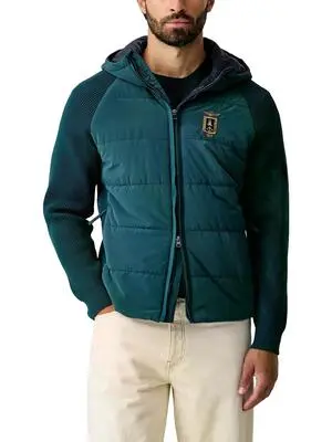 AERONAUTICA MILITARE Quilted Panel-ribbed Hooded Jacket - Blue