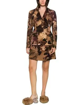 Moschino 1990s Leaf-print Skirt Suit - Brown