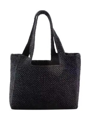 Loewe Paula's Ibiza Logo Raffia Large Tote Bag - Black