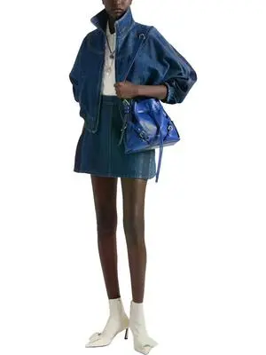 Givenchy Small Voyou Bucket Bag In Shiny Leather Blue
