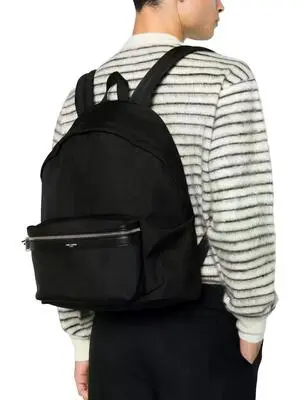 Saint Laurent City Leather-trim Backpack - Black