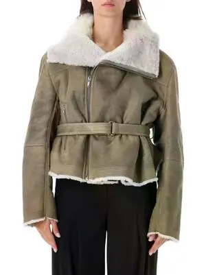 RICK OWENS Belted Shearling Coat