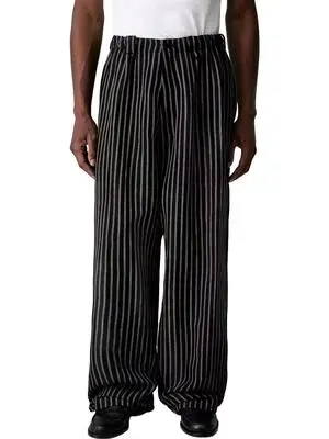 WILLY CHAVARRIA Toluca Vertical-stripe Wide-leg Trousers - Black
