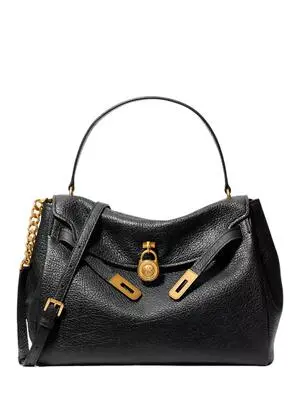 Michael Kors Hamilton Moderne Large Textured Leather Slouchy Satchel Bag - Black