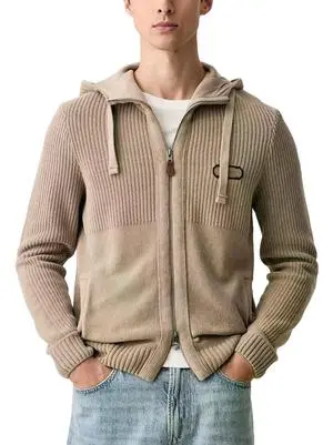 AERONAUTICA MILITARE Zip-up Panelled Hoodie - Neutrals