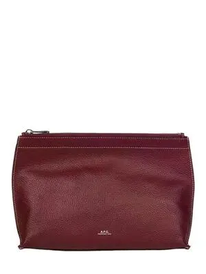 A.p.c. Small Neige Clou Leather Clutch Bag Red