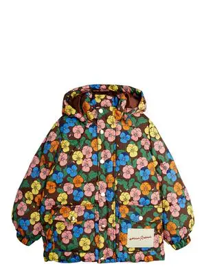 MINI RODINI Violas Padded Jacket With A Violet Print - Multicolor