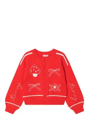 TINYCOTTONS Round-neck Woollen Cardigan - Red