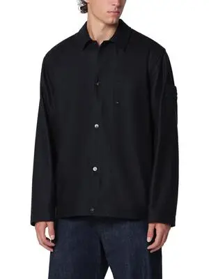 STONE ISLAND Navy Blue Shirt Jacket In Wool Blend
