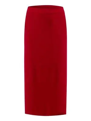 HELEN MCALINDEN Rhea Ribbed Ruby Red Cashmere Skirt