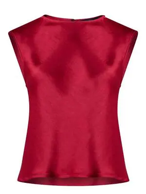 HELEN MCALINDEN Nicki Ruby Red Satin Top Red