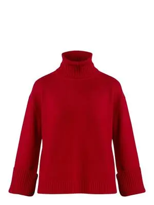 HELEN MCALINDEN Carol Chunky Ruby Red Cashmere Roll-neck Sweater