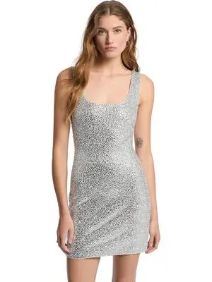 Michael Kors Rhinestone Embellished Scuba Mini Dress In Size By - Silver